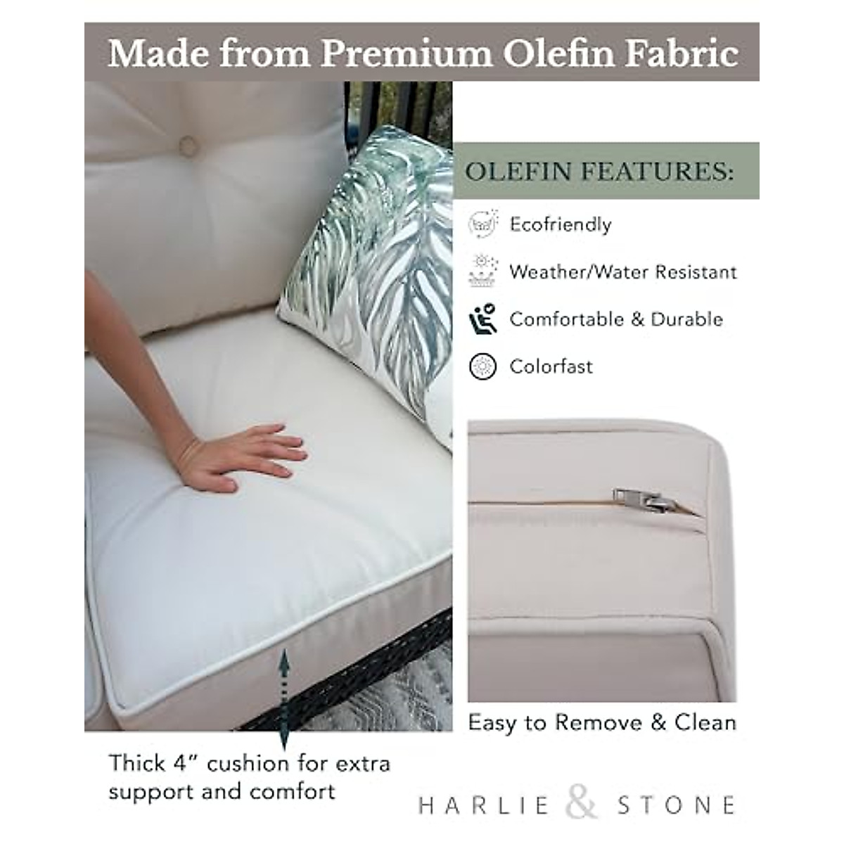 Harlie & Stone Outdoor Seat Cushion, Patio Chair Cushions, Outdoor seat Cushions Set of 2, Replacement Cushions for Outdoor Furniture, Outdoor Chair Cushion, 22 x 22 Outdoor Cushions - Beige