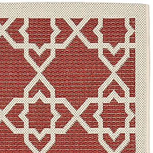 SAFAVIEH Courtyard Collection 2'7" x 5' Red/Beige CY6032 Indoor/ Outdoor Waterproof Easy-Cleaning Patio Backyard Mudroom Area-Rug