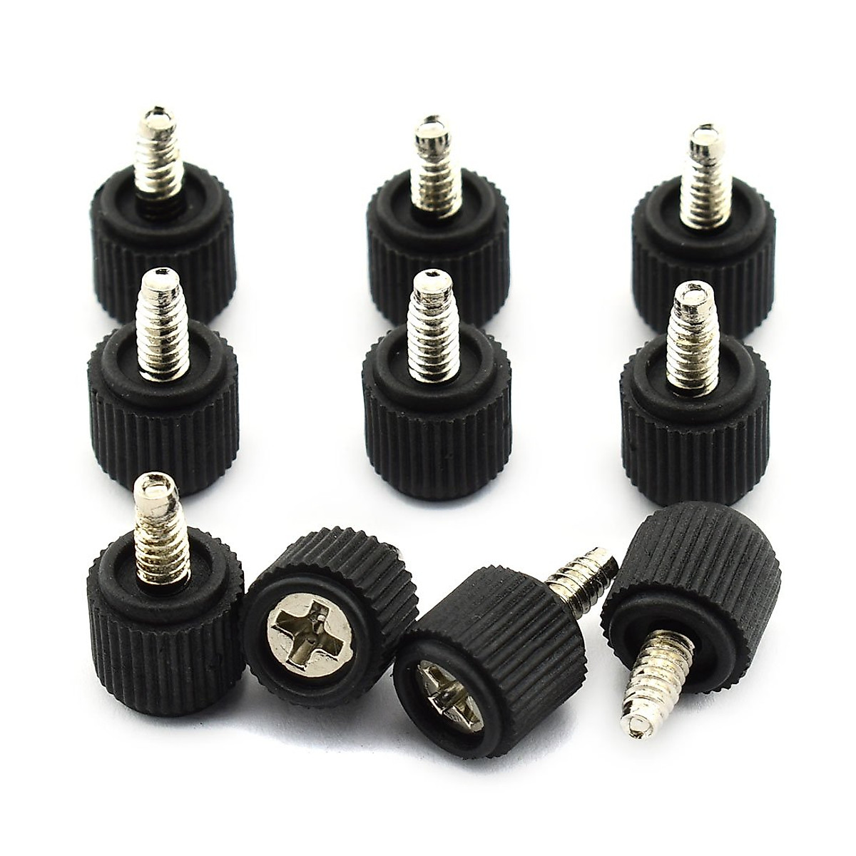 DZS Elec 10pcs #6-32 Black Thumb Screws Nickle Plated Carbon Steel Philips PC Computer Case Fastener Thumb Screws