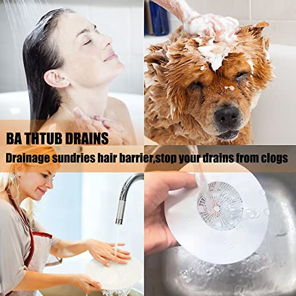 NTCZH Shower Drain Stopper Lightweight and Soft, TPE/TPR Drain Hair Catcher, Strainers Protectors Cover ​for Floor, Laundry, Kitchen, Bathroom Laundry, and Bathtub