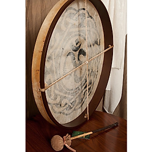 DOBANI Pretuned Goatskin Head Wood Frame Drum w/Beater 22"x2" Om