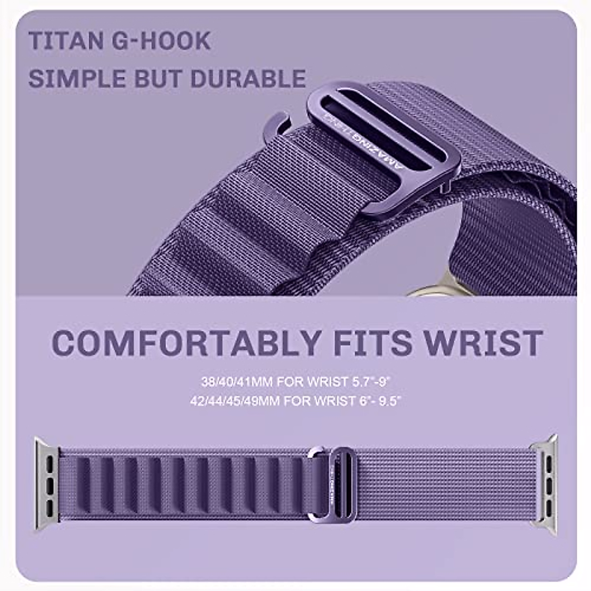 AMAZINGthing Titan Sport Watch Band for Apple Watch Ultra SE Series 9 8 7 6 5 4 3 2 1, Rugged Alpine Loop Watch Strap for iWatch 49mm 45mm 44mm 42mm 41mm 40mm 38mm, Purple