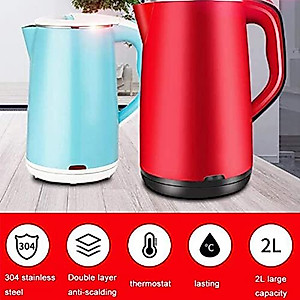 MDRBB Electric Kettle， Stainless Steel Tea Kettle, 1500W Fast Boiling Cordless Water Kettle, Electric Hot Water Kettle Tea Heater 2L with Auto Shut-Off, for Coffee, Tea, Beverages/Red/18 * 18 * 23Cm