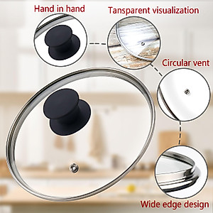 HEVSTIL Universal Lid for Pots, Pans and Skillets,8inch /21cm Clear Glass Pot Lid with Heat Resistant Silicone Handle Glass Replacement Lid for Frying Pan, Frying Pans,Pan Lid, Cast Iron, CrockPot