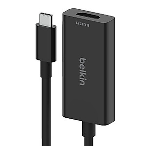 Belkin USB Type C to HDMI 2.1 Adapter, Tethered 4.33in Cable with 8K@60Hz, 4K@144Hz, HDR, HBR3, DSC, HDCP 2.2, USB-IF and Works with Chromebook Certified for MacBook, iPad Pro and Other USB C Devices