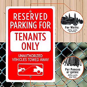 Reserved Parking - Tenants Only Sign, 3-pack, 18" x 12" | Reflective Restriction Pre-Drilled Metal Industrial Warning Sign for Private Property, Parking Lots, Home Driveways, Yards & Businesses