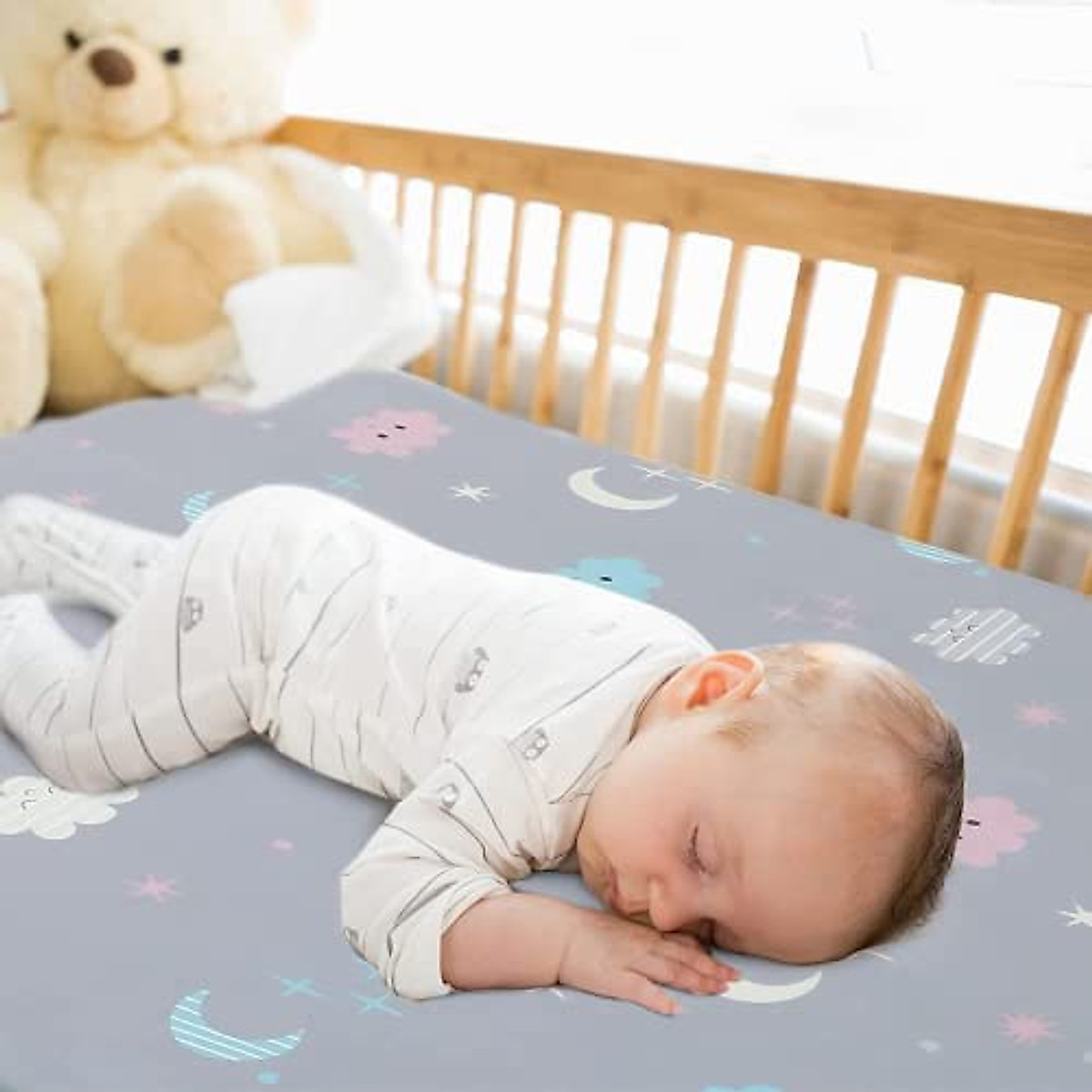 Yoofoss Fitted Crib Sheet Set 2 Pack Baby Sheets for Standard Crib Toddler Mattress Cover Soft Microfiber Breathable Mattress Cover for Boys and Girls 28x52x9in