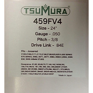 "Tsumura 24"" Guide Bar 3/8-050-84DL Compatible with Makita, Husqvarna, Jonsered, Dolmar 240RNDD009", Standard, 24"" bar" (459FV4)