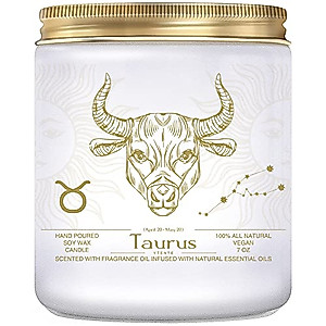 YTENTE Taurus Zodiac Sign Candle Gift, Zodiac Crystals Candle Jar,Astrology Lavender Scented Soy Stones Candles Best Friends Gifts for Women Men Sister Brother Funny Birthday Gift…