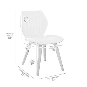 Armen Living Ontario Faux Leather and Wood Dining Chairs-Set of 2, 19" Seat Height, Black/Walnut