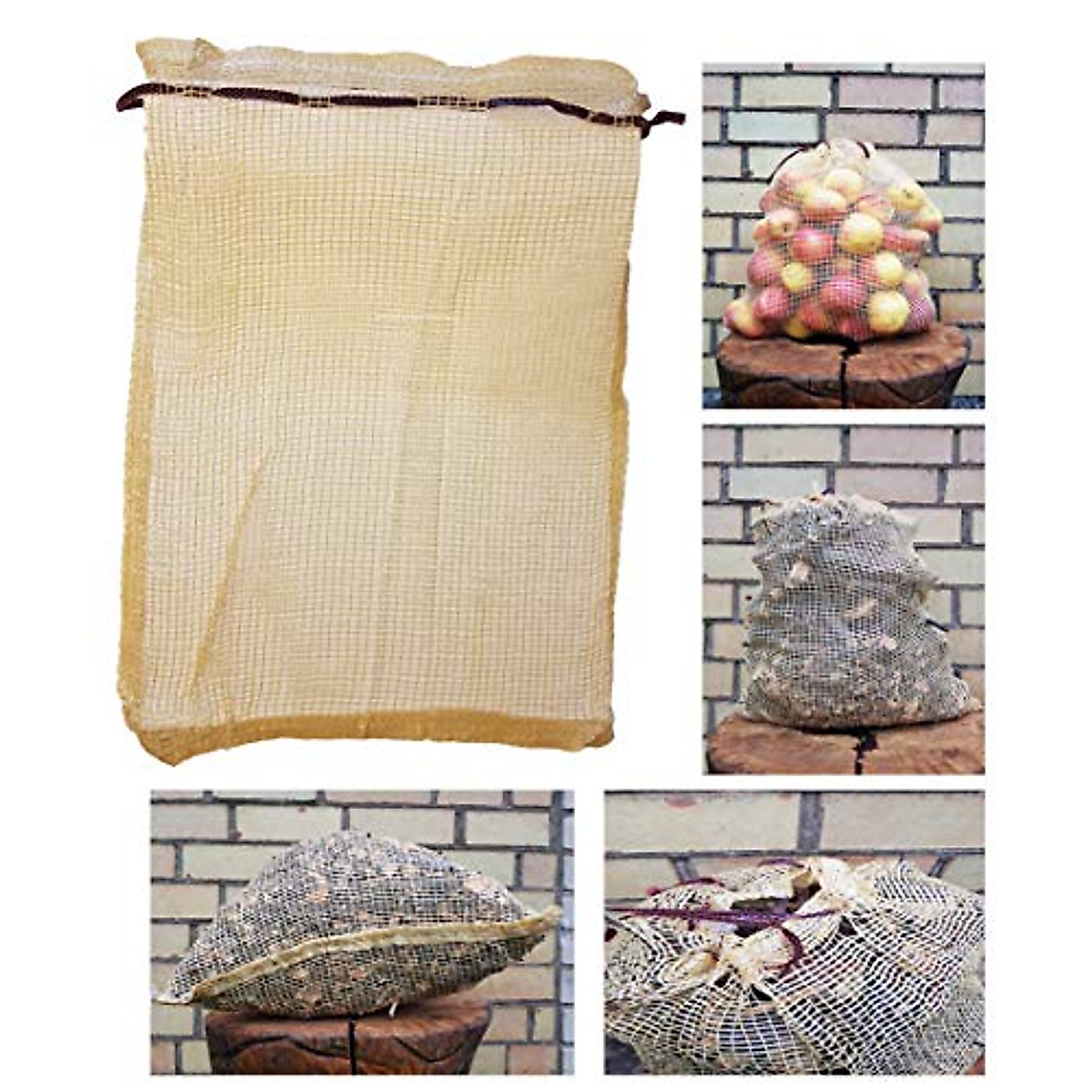 ShoplineON Reusable Vegetable Storage Bags 30 lbs – Heavy Duty Grocery Mesh Sacks Holds up to 30 lbs - Breathable Produce Citrus Potato Onion Storage - Washable Net Bags 18” x 26” Pack of 5