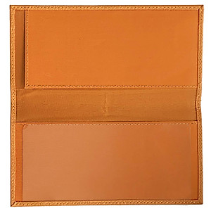 Bright Orange Basic Genuine Leather Checkbook Cover For Men & Women