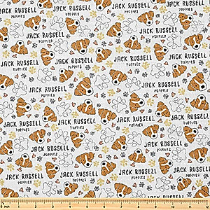 Fabric by The Yard [ 58" inches x 1 Yard ] Decorative Fabric for Sewing Quilting Apparel Crafts Home Decor Accents (Jack Russell Dog Breed Pattern)