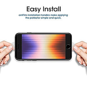 amFilm Screen Protector Compatible with iPhone SE 2 (2020 2nd)/ SE 3 (2022 3rd) Generation Tempered Glass, iPhone 8, 7, 6S, 6 (4.7") Halo Free Glass Screen Protector, 2 Pack