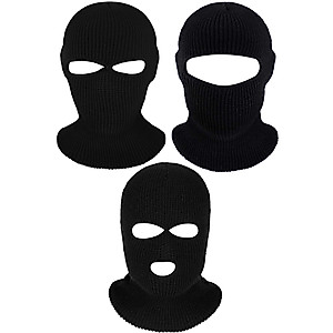 Blulu 3 Pieces Knit Full Face Cover Winter Balaclava Face Covering Thermal Ski Cover for Adult(Black, Medium)