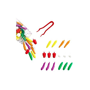 edxeducation 75176 Vegetable Counters Jar - Mini Jar Set of 36 - Learn Counting, Colors, Sorting and Sequencing - Math Manipulative for Kids