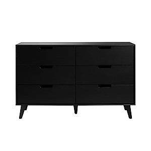 Walker Edison Modern 6-Drawer Dresser Bedroom Storage Organizer, 52 Inch, Black