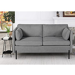 TYBOATLE Upholstered Modern Loveseat Sofa Couch with 2 Rectangular Pillows and Metal Legs, 55" W Fabric Comfy Couches for Living Room, Bedroom, Compact Small Space, Apartment, Office (Grey)