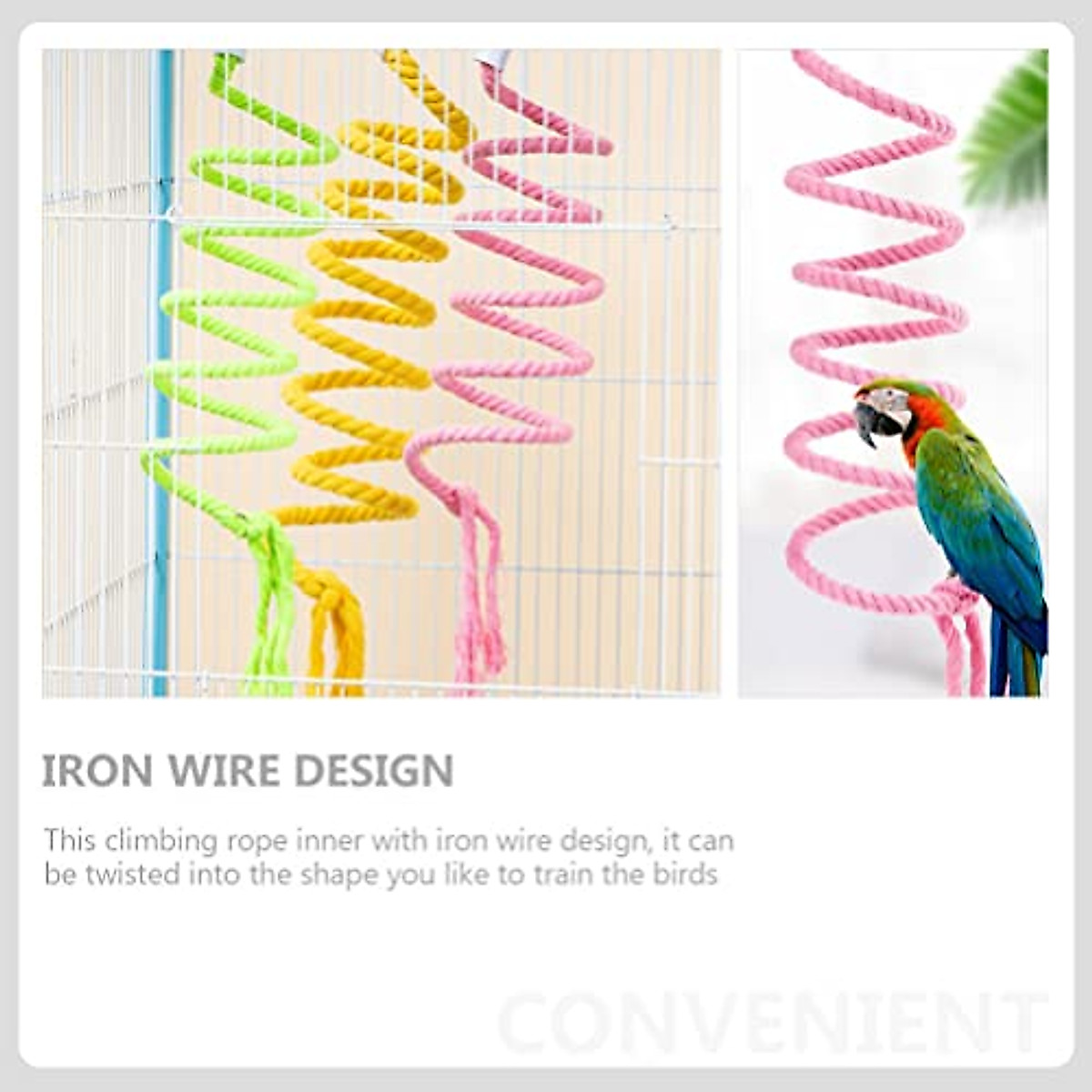 POPETPOP 3pcs Bird Rope Perch Spiral Parrots Climbing Rope Bird Swing Toy Standing Toys Bird Cage Accessories