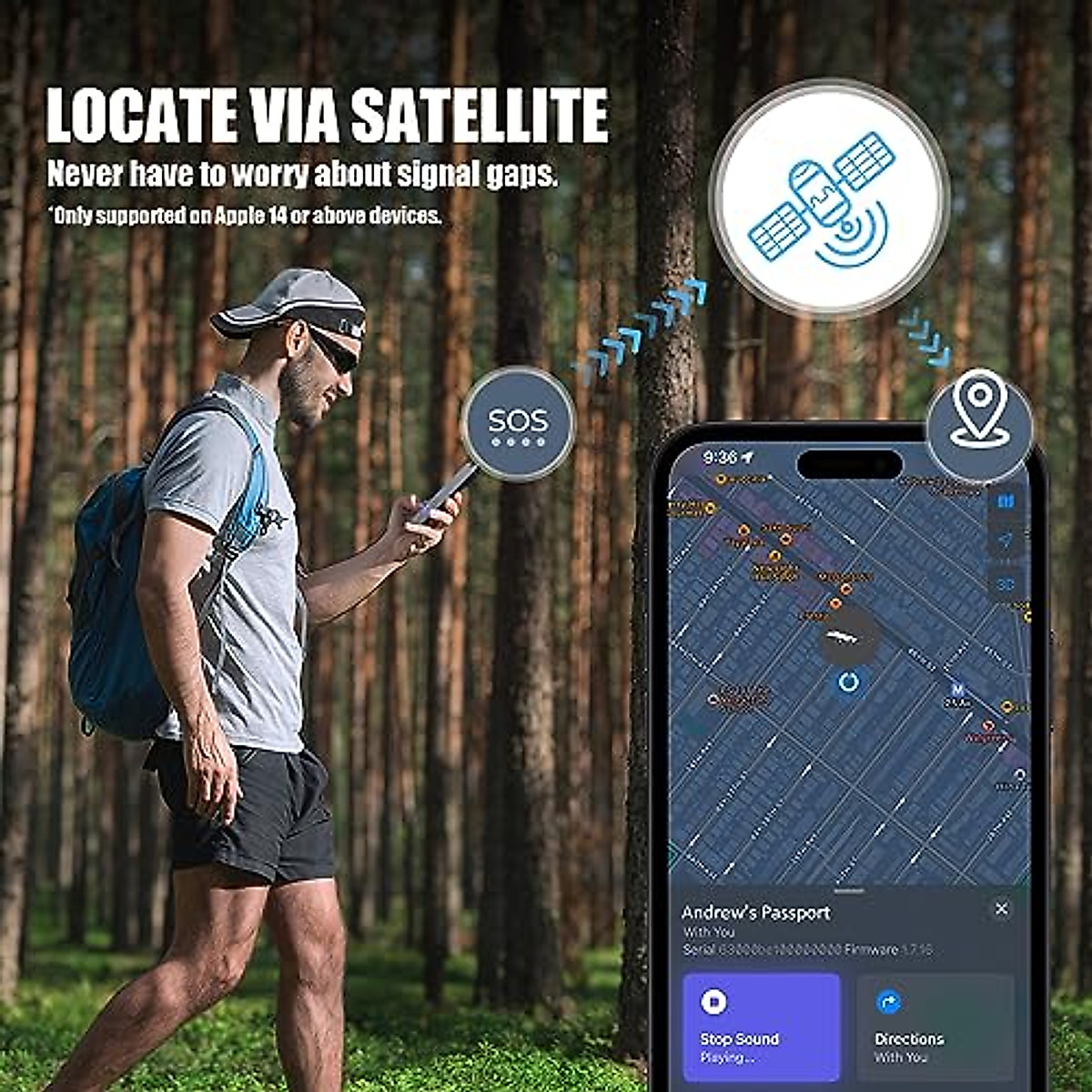 Coredy Passport Holder and Bluetooth Tracker Combo, Travel Must Haves Passport Cover Finder, Works with Apple Find My (iOS Only), RFID Blocking, Slim Travel Accessories Passport Wallet, Blue