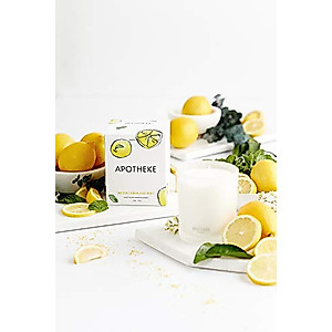 APOTHEKE Market Collection Luxury Scented Jar Candle, Meyer Lemon & Mint, 11 oz - Lemon, Spearmint, Jasmine & Eucalyptus Scent, Strong Fragrance, Aromatherapy, Lasting, Hand Poured in USA, Soy Wax