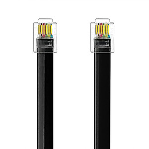 NECABLES 2Pack RJ12 Cable 6ft Phone Cord RJ12 6P6C Male to Male Straight Wired for Both Data and Voice Use Black - 6 Feet