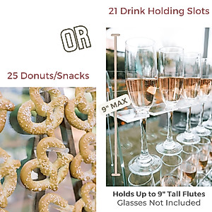 2 in 1 Champagne Wall Holder for Party Modern Acrylic Donut Stand Wedding Decor 32" x 22" Table Top Tower 25 Snack Dowels Mimosa Bar Decorations