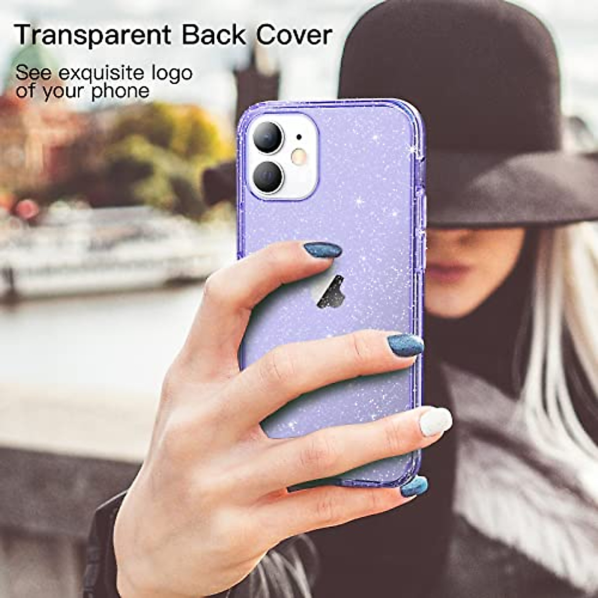 JETech Glitter Case for iPhone 12 Mini, 5.4-Inch, Bling Sparkle Shockproof Phone Bumper Cover, Cute Sparkly for Women and Girls (Light Purple)