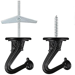 GDQLCNXB Swag Ceiling Hooks - Heavy Duty Swag Hook with Hardware for Hanging Plants Ceiling Installation Cavity Wall Fixing 2 Sets Black