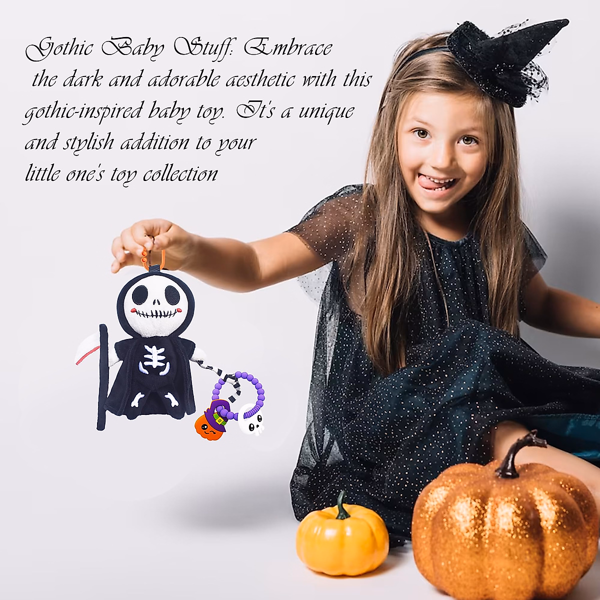 Pumpkin Teether Toy Baby Halloween Teething Ring Nightmare Before Christmas Grim Reaper Plush Stuffed Teething Toy Gothic