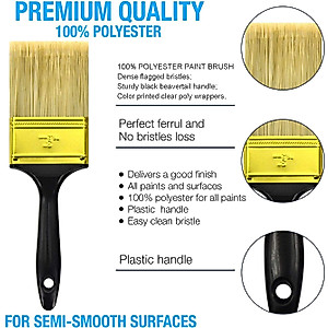 Great Andrew Paint Brushes, 30 PCS Great Value Multi use(3" 2" 1.5" 1" Flat &1.5" Angled) Paint Brush Pack, Paint Brushes Set for Home Furniture Fences and Wall Trim