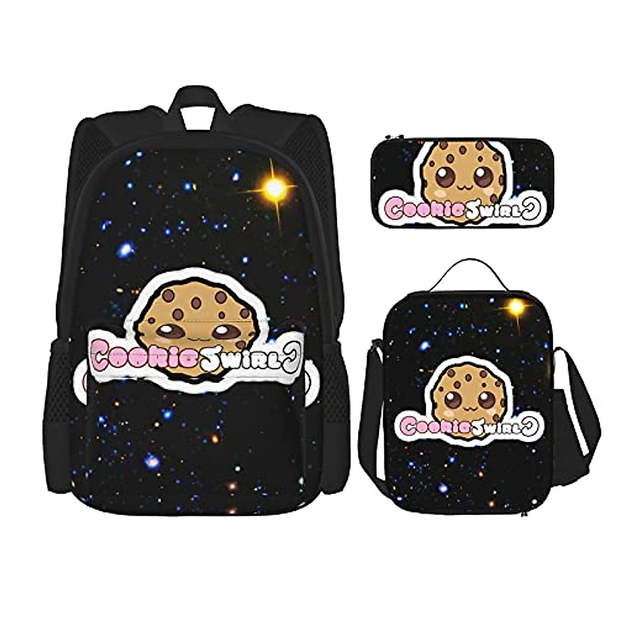 Cookie Swirl C Backpack Teen Boys Girl School Book Bag With Lunch Box Pen Case 3 In 1