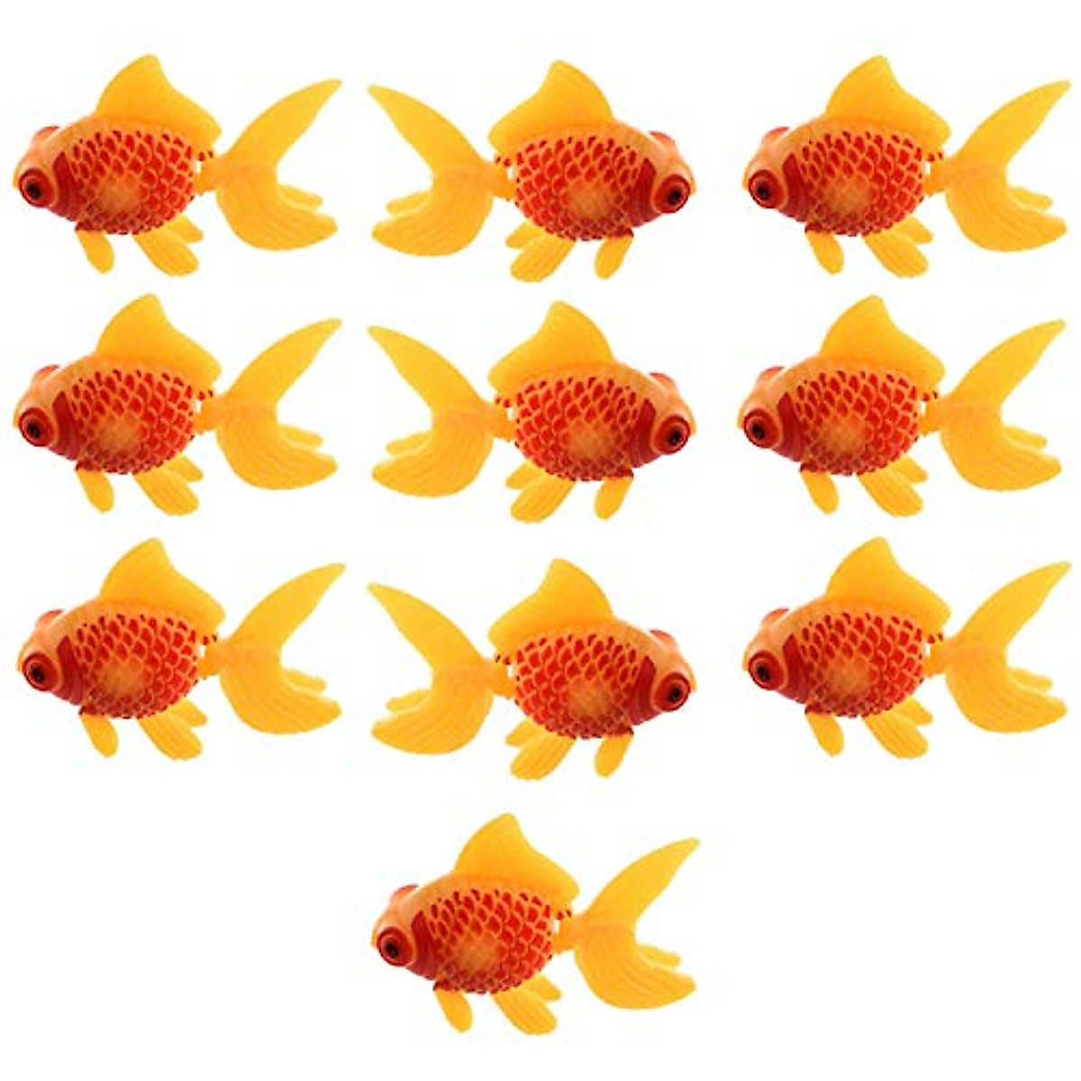XMHF Aquarium Fish Bowl Tank Artificial Floating Plastic Yellow Red Decor Goldfish Ornament Fish Tank Decoration 10PCS