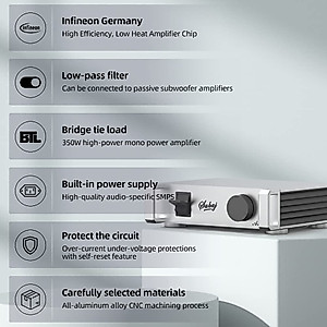 Sabaj A20a 2022 Version Power Amplifier MA5332M Chip Class D Bridge tie load provide 350W Analog, Bluetooth 5.0 XLR RCA Input, RMS 170W x 2(4Ω) 0.004% THD+N