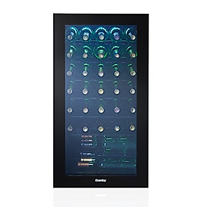 Danby DWC036A2BDB-6 3.3 Cu. Ft. Free Standing Wine Cooler, Holds 36 Bottles, Single Zone Drinks Fridge with Glass Door-Beverage Chiller for Kitchen, Home Bar, in Black
