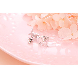 DAOCHONG 925 Sterling Silver Animal Ear Studs Cute Cat Stud Earrings for Women Cat Lover Christmas Birthday Graduation Gift(Cat)