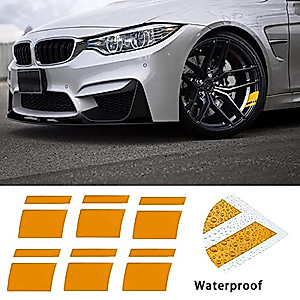 Kelenate® (Yellow) 6pcs Wheel Rim Stripe Reflective Stickers for Car Vinyl Reflective Safety Decoration Stripe Universal Rim Decals for Bumper Fender Accessories Compatible with GLE Class