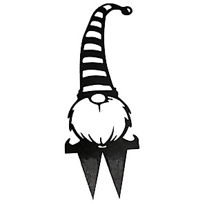 4PCS Steel Gnomes Decoration, Cute Hollowed Out Steel Garden Gnomes Statue, Art Dwarf Decor Branch Ornaments for Home Garden Yard Patio Outdoor Decoration