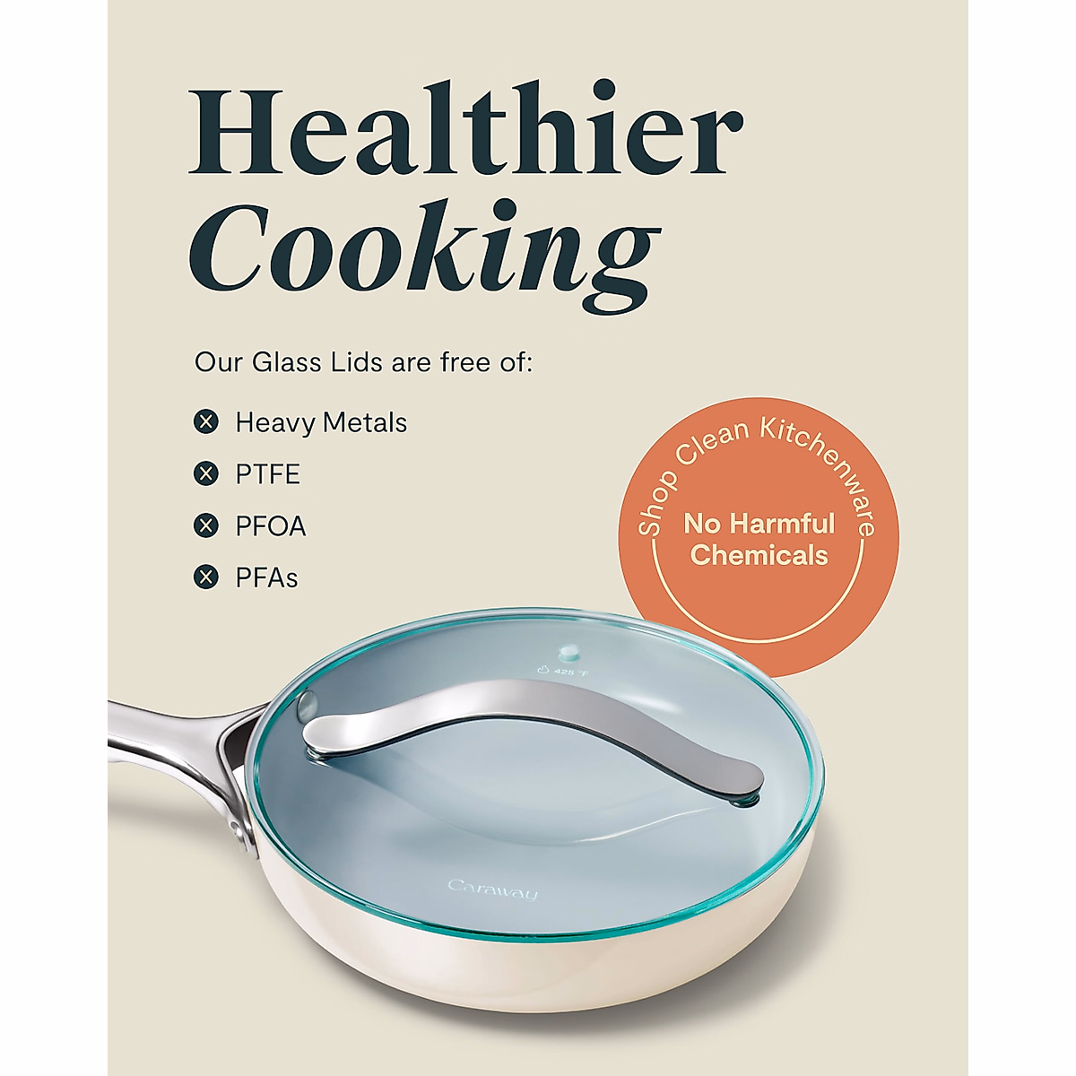 Caraway 8" Glass Lid for Pots and Pans - Made With Tempered Glass - Sized to Fit Caraway Ceramic-Coated & Stainless Steel Cookware