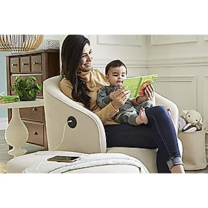The Swivel by Nurture& | Premium Glider Swivel Chair for Nursery or Living Room with Built-in USB Charger and Stain-Resistant Performance Fabric (Ivory)