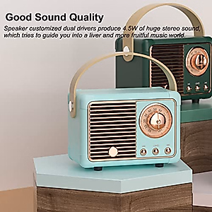 Baolira Vintage Retro Bluetooth Speaker Wireless Mini Speaker,Blue Speaker with Crystal Clear Stereo Sound Rich Bass, Retro Portable Speaker for iPhone,Android Devices and Tablet(Blue)