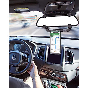 Magnetic Phone Mount for Car, [Super magnetic force] Rear View Mirror Phone Holder,Universal 360° Rotatable and Retractable Adjustable Multifunctional for All Mobile Phones Fits Bigger Vehicles
