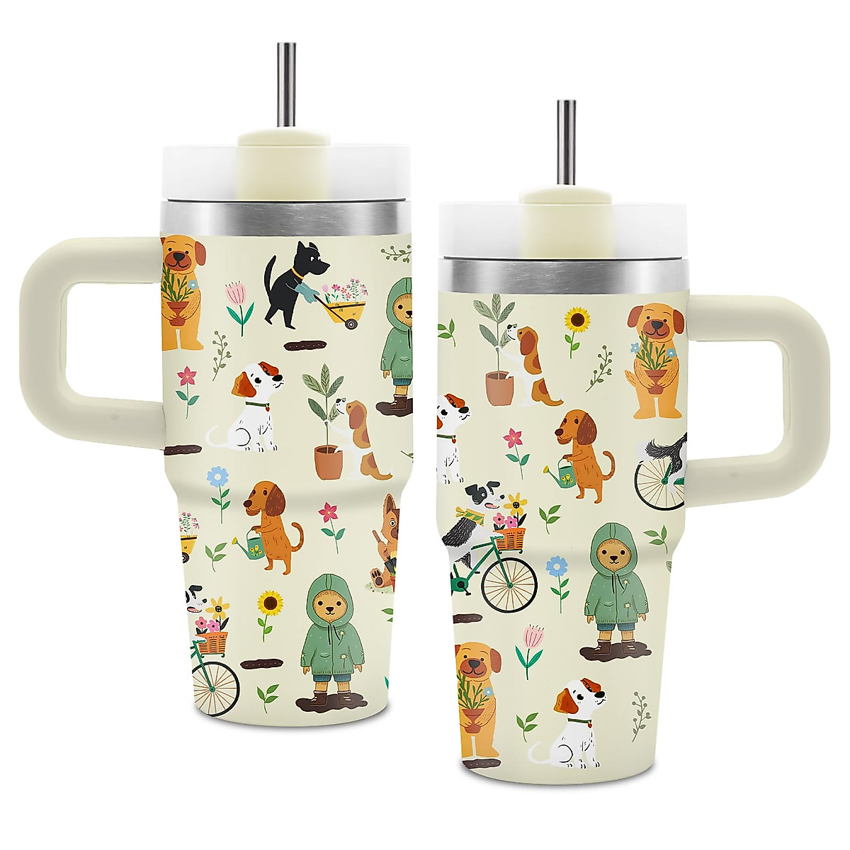 Funny Dog Gifts for Kids, Cute Dog Tumbler with Handle and Straw for Kids 14 oz, Dog Lover Gifts for Toddlers, Best Dog Themed Gifts, Birthday Gifts for Puppy Dog Owner Boys Girls