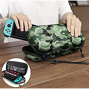Mumba Carrying Case for Nintendo Switch OLED & Nintendo Switch, Deluxe Protective Travel Carry Case Pouch for Nintendo Switch Console & Accessories [Dual Protection] [Large Capacity] (Camouflage)