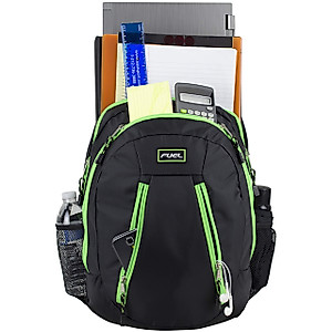 FUEL Active School Backpack, Black/Lime Green Trim