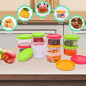 ENHYIVE 15 Pack Small Plastic Containers with Lids,Twist Top Deli Containers,8 Oz Food Storage Containers,Reuseable Freezer Containers for Food with Screw On Lids,Stackable,Leakproof,Dishwasher Safe