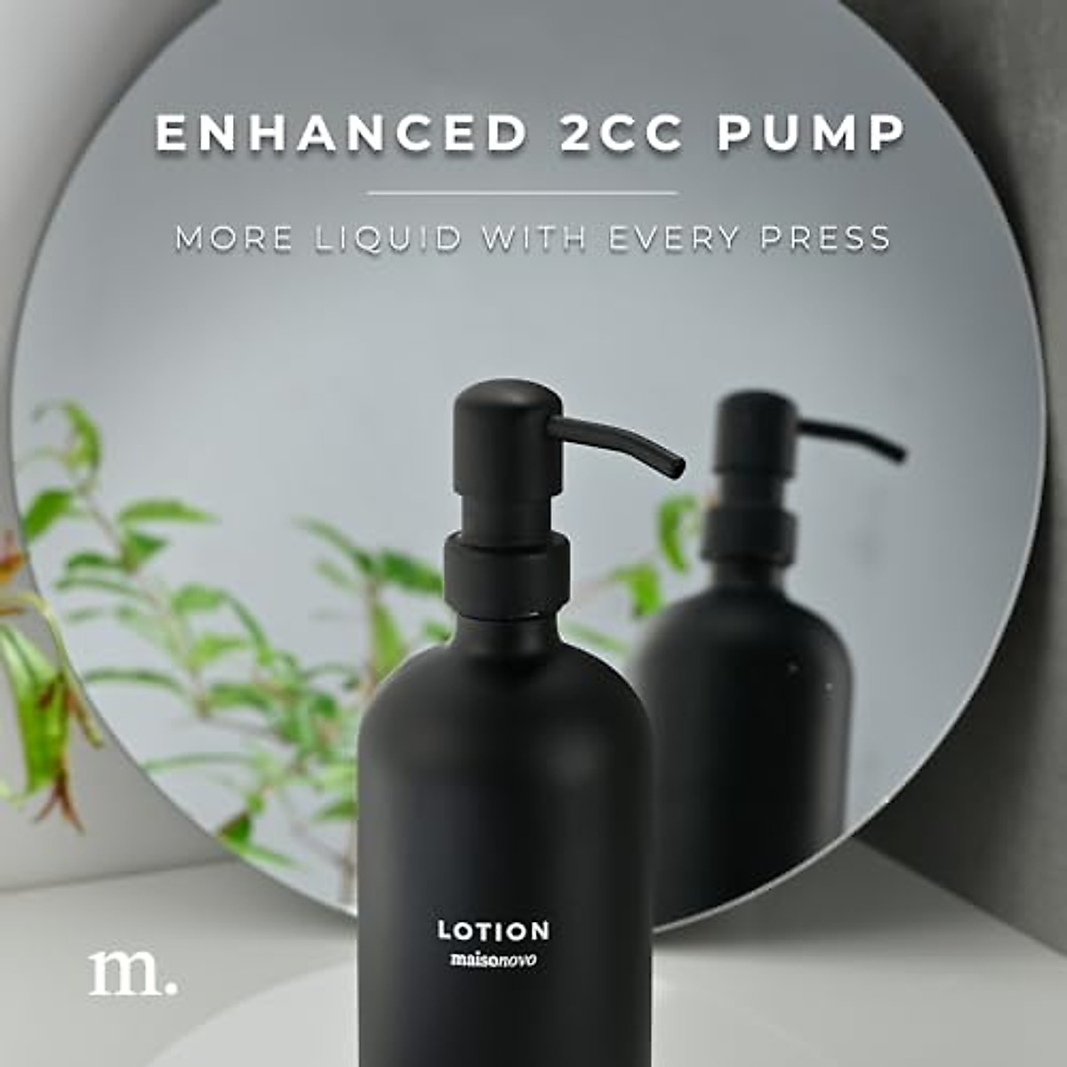 MaisoNovo Soap and Lotion Dispenser Set | Black Bottles Black Pumps Set of 2