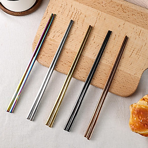 Kidsfantasy 5 Pairs Reusable Chopstick Helpers Non Slippery Training Chopsticks for Adult Replaceable Practice Chopsticks Heat Resistant Chopsticks Holder (Bright Colors,Stainless Steel)