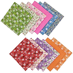 Cartisanat Fat Quarters Fabric Bundles，12 Pcs (20in x 20in / 50cm x 50cm) Sewing Patterns Quarter Precut Fabrics for Quilting Squares Scraps TOP Cotton Material Bundle Patchwork DIY Crafting Floral B