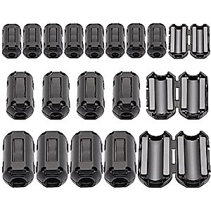 Taigoehua 20 Pieces (Black) RFI EMI Noise Suppressor Cable Clip for 5mm/ 7mm/ 9mm Diameter Cable
